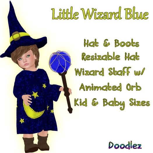 Second Life Marketplace - Doodlez Little Wizard~Blue