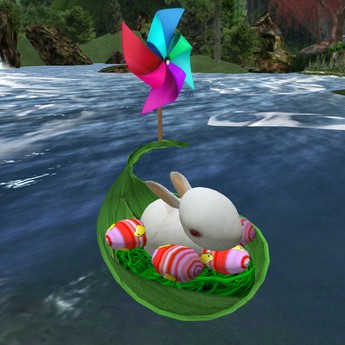 Second Life Marketplace - LD Swimming Easter Bunny Leaf Boat TV (boxed)