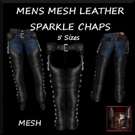 Second Life Marketplace - MENS MESH LEATHER SPARKLE CHAPS