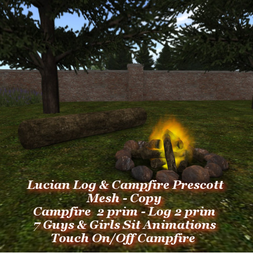 Second Life Marketplace - Lucian Log & Campfire Set Prescott