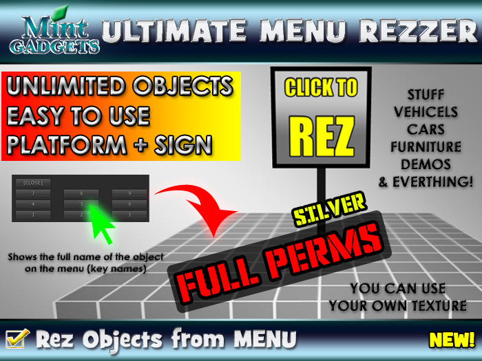 Second Life Marketplace - FULL PERMS Ultimate Object MENU Rezzer [REZ ...