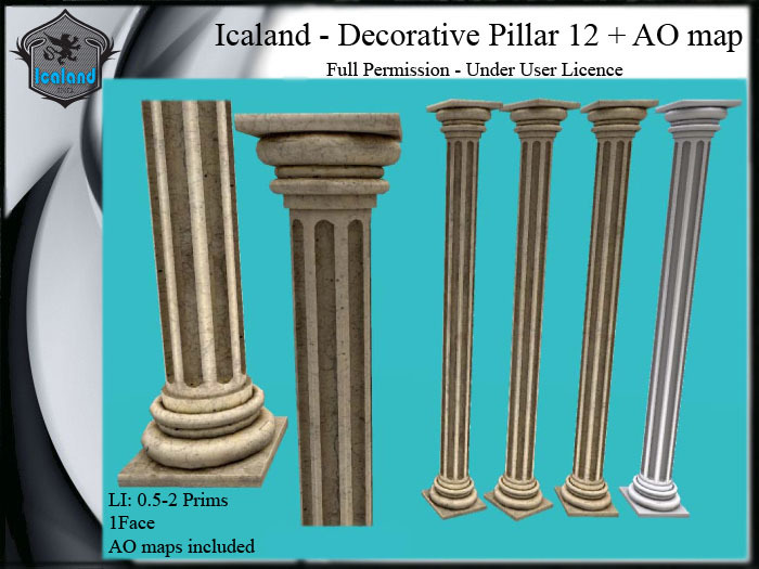 Second Life Marketplace - Icaland - Decorative Pillar 12 + AO map