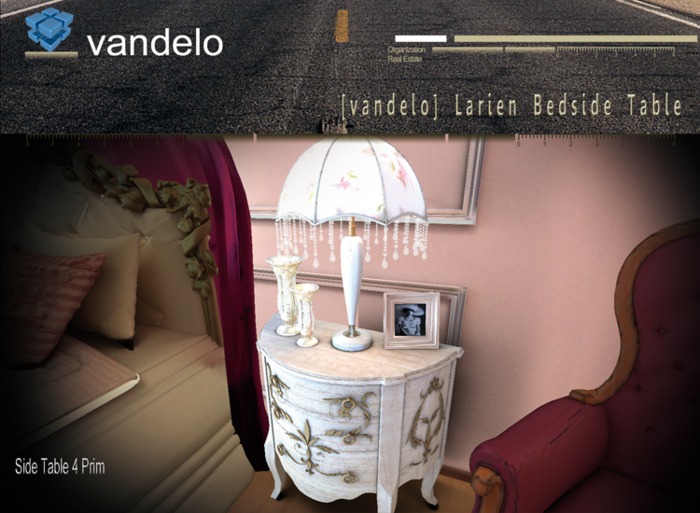 Second Life Marketplace - [vandelo] Larien White Wash Wood Bedside ...