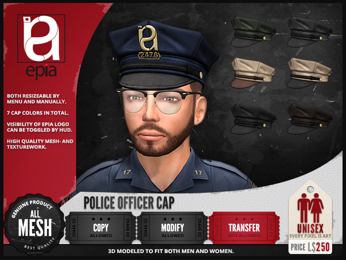 Second Life Marketplace - (epia) - Police Officer Cap DEMO