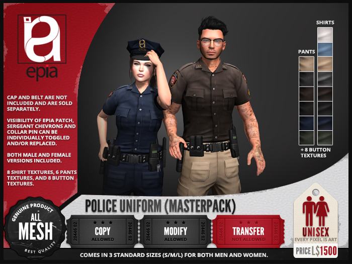 Second Life Marketplace - (epia) - Police Uniform MASTERPACK