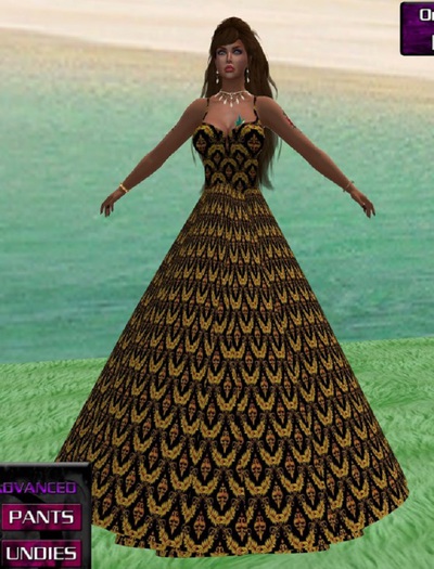 Second Life Marketplace - Gold/Black Gown Standard or Mesh #2 (Omega)
