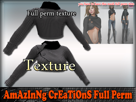 Second Life Marketplace - AmAzInNg CrEaTiOnS textureWrap front Rolled Neck Cropped top 4