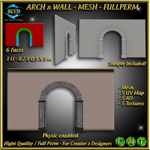 Second Life Marketplace - ARCH & WALL - ARCHE & MUR - MESH - FULLPERM