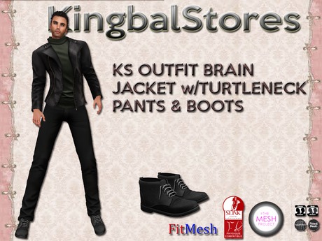Second Life Marketplace - KS OUTFIT BRAIN JACKET wTURTLENECK BLACK