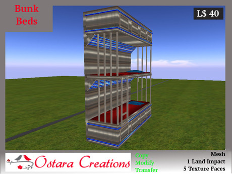 Second Life Marketplace - Bunk Beds - Full Perms - 1LI