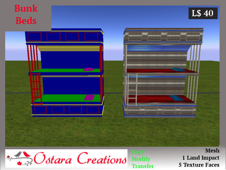 Second Life Marketplace - Bunk Beds - Full Perms - 1LI