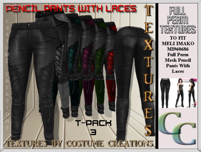 Second Life Marketplace - PENCIL PANTS T PACK 3 FULL PERM TEXTURE