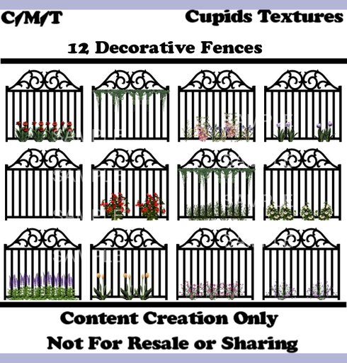 Second Life Marketplace - *CUPIDS TEXTURES* 12 Decorative Fences Alpha ...