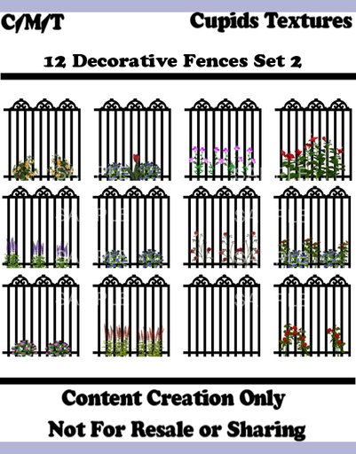 Second Life Marketplace - *CUPIDS TEXTURES* 12 Decorative Fences Set 2 ...