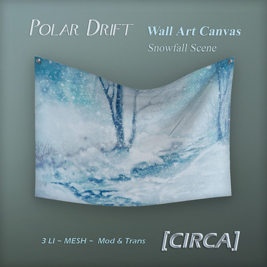 Second Life Marketplace - [CIRCA] - "Polar Drift" - Wall Art Canvas - Snowfall Scene
