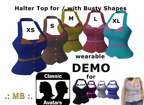 Second Life Marketplace - .: MB :. Halter Top [Busty Shapes] GREY