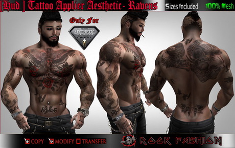 Second Life Marketplace - Tattoo Applier HUD - AESTHETIC The Raven ...