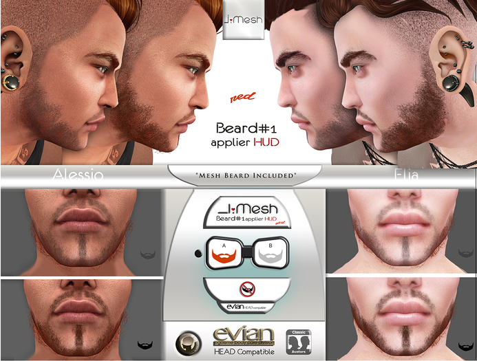 Second Life Marketplace - [i.mesh] - Beard#1 RED applier HUD - for ...