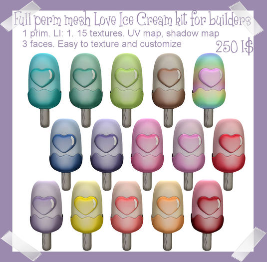 Second Life Marketplace - Full Perm MESH Love Ice Cream kit for builders