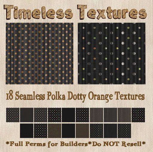 Second Life Marketplace - 18 Seamless Polka Dotty Orange Timeless Textures