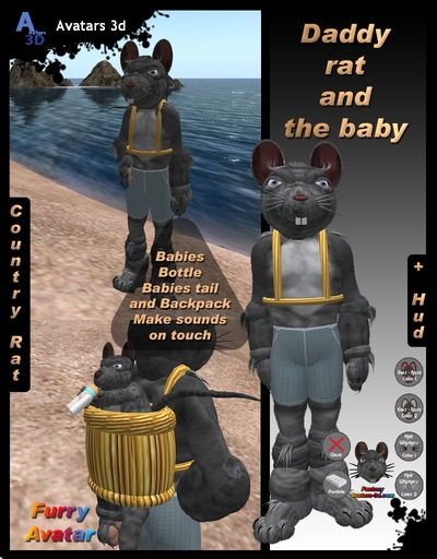 Second Life Marketplace - FURRY daddy rat and baby - Fantasy avatars male