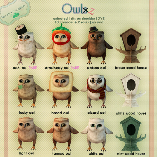 Second Life Marketplace - .TMC. Owlz Gacha = strawberry owl RARE