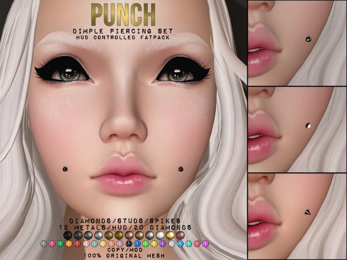 Second Life Marketplace - PUNCH / Dimple Piercing Set ♥ {Mesh}