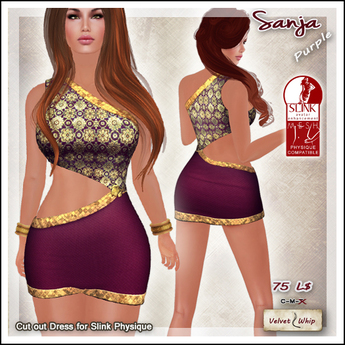 Second Life Marketplace - [V/W] Sanja Purple Dress - Slink Physique exotic minidress