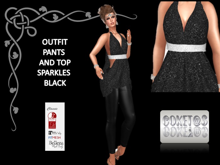 Second Life Marketplace - coket@s OUTFIT Pants/Top with Deep Side ...