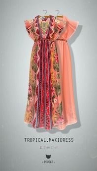 Second Life Marketplace - -Pixicat- Tropical MaxiDress (Salmon)
