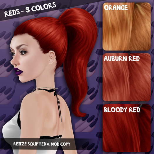 Second Life Marketplace - (NO) Pony Tail - Reds 3 Variations