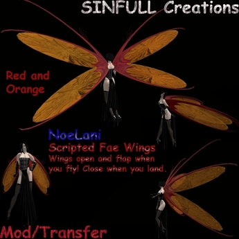 Second Life Marketplace - Scripted red and orange fae Wings