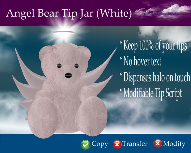 Second Life Marketplace - White Angel Tip Bear (Boxed)