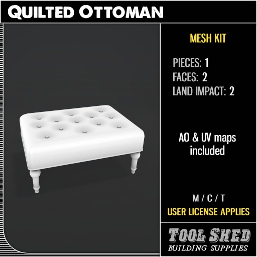 Second Life Marketplace - Tool Shed - Quilted Ottoman Mesh Kit