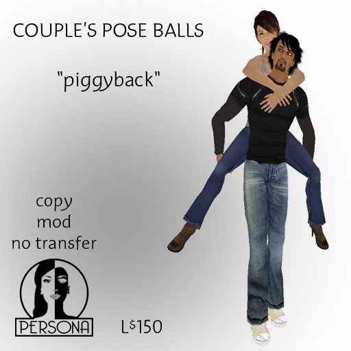 Second Life Marketplace - PERSONA Couple's "Piggyback" poseballs and ...