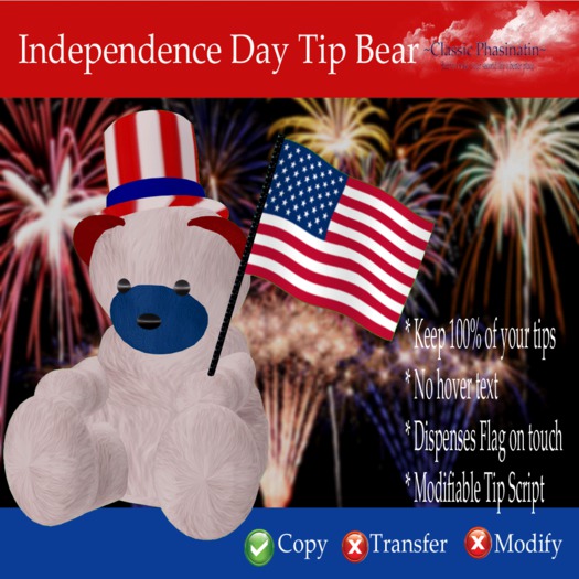 Second Life Marketplace - Independence Day tip bear (Boxed)