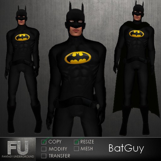 Second Life Marketplace - Bat Guy Complete Set Mask Cape Boots Batman ...