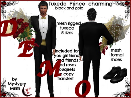 Second Life Marketplace - DEMO free Mesh rigged 5 sizes Tuxedo Prince ...