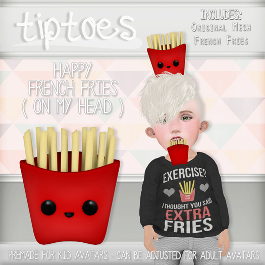 Second Life Marketplace - . tiptoes - Happy French Fries On My Head!