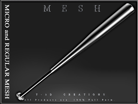 Second Life Marketplace - T-3D Creations [ Baseball Bat ] MESH - Full ...