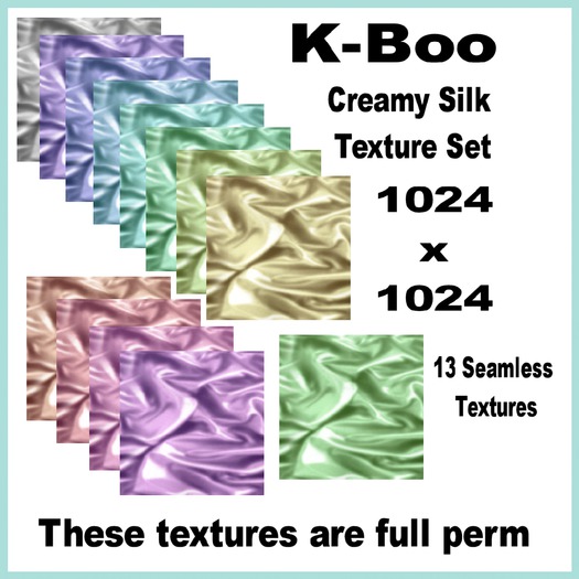 Second Life Marketplace - k-boo creamy silk texture set