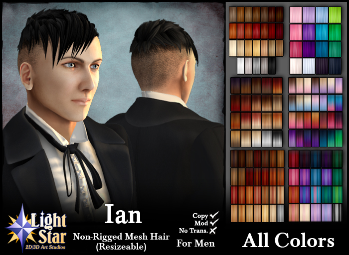 Second Life Marketplace - *LightStar-Hair-Ian-All Colors