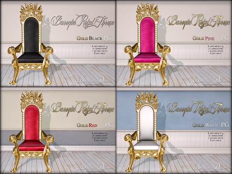 Second Life Marketplace - Boudoir Baroque Royal Throne Gold/Black PG