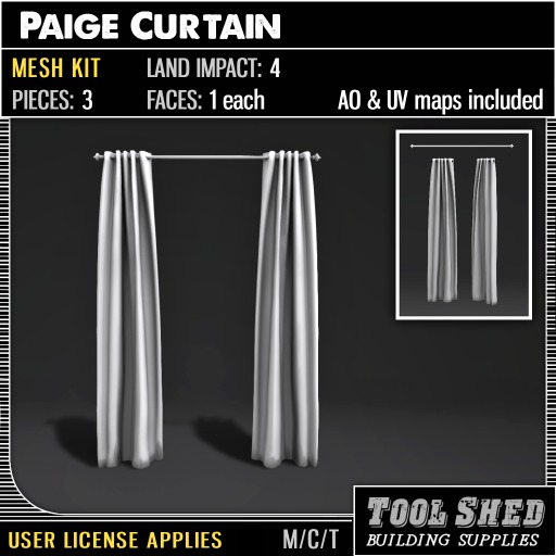 Second Life Marketplace - Tool Shed - Paige Curtain Mesh Kit