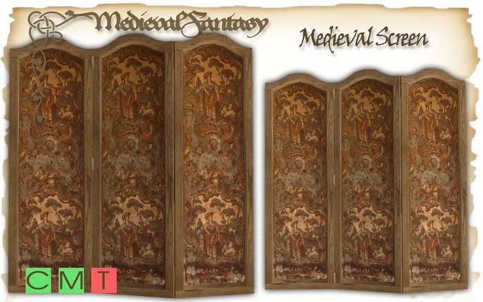Second Life Marketplace - [MF] Mesh medieval painted screen (boxed)
