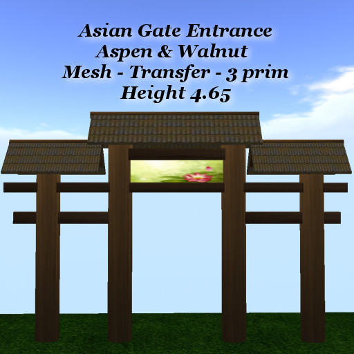 Second Life Marketplace - Asian Gate Entrance Aspen & Walnut