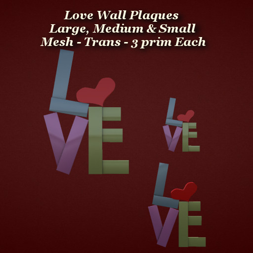 Second Life Marketplace - Love Wall Plaque Lge, Med & Sm