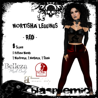 Second Life Marketplace - BLASPHEMIC - MORTISHA LEGGINGS - RED