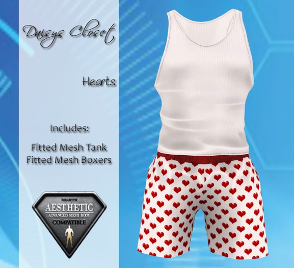 Second Life Marketplace - *DC - Hearts Tank & Boxers for Aesthetic Boxed*
