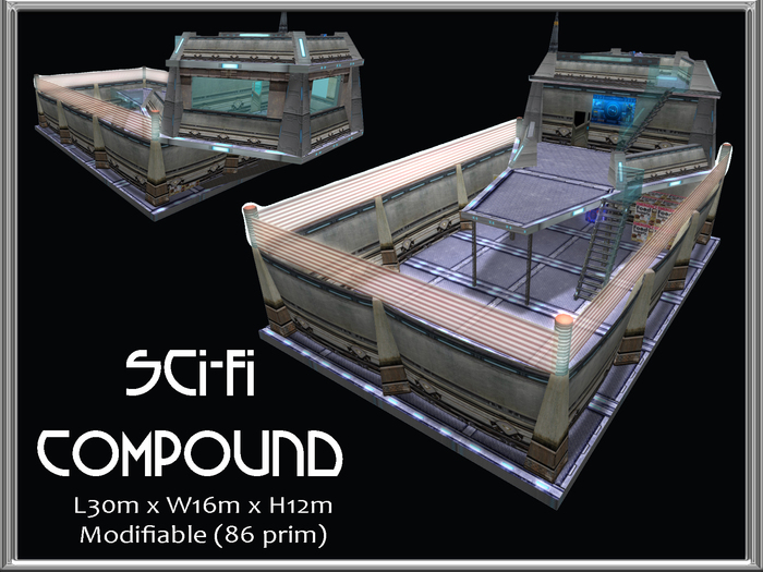 Second Life Marketplace - Sci-Fi Compound (L30xW16xH12) (86 prim)